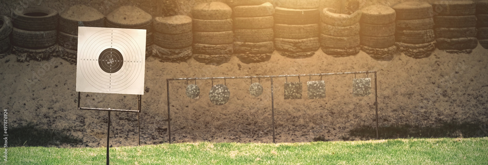 Paper target for shooting gun have nature background, Targets in the ...