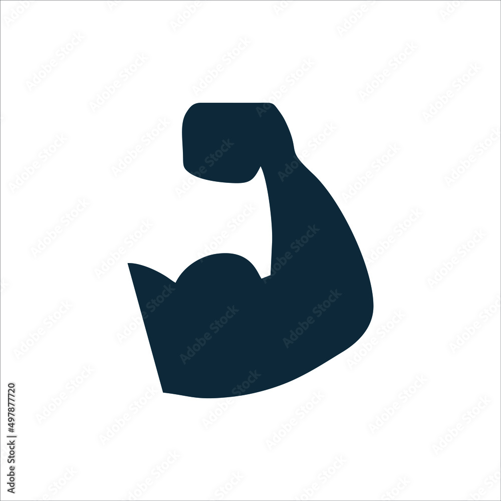 Arm muscle. Emoji of strong bicep. Emoticon of strength in hand. Icon ...