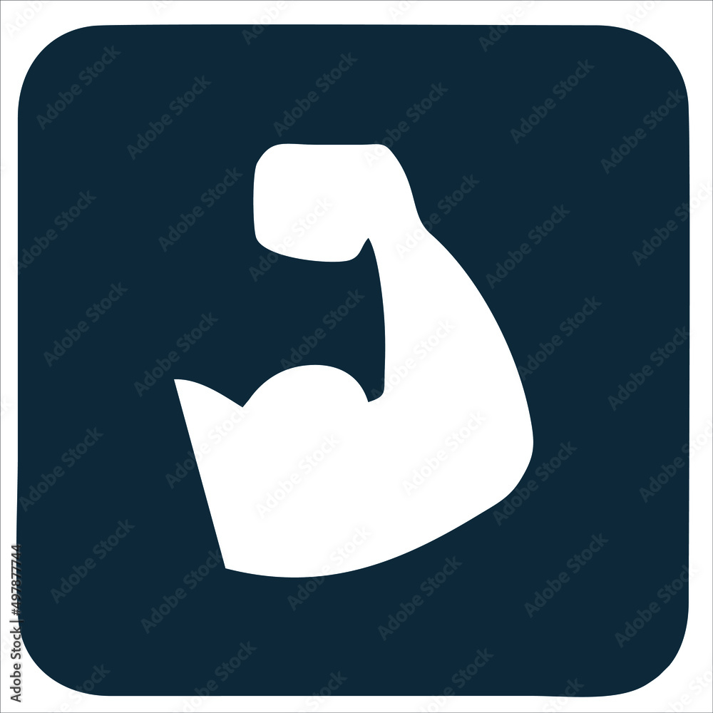 Arm muscle. Emoji of strong bicep. Emoticon of strength in hand. Icon ...
