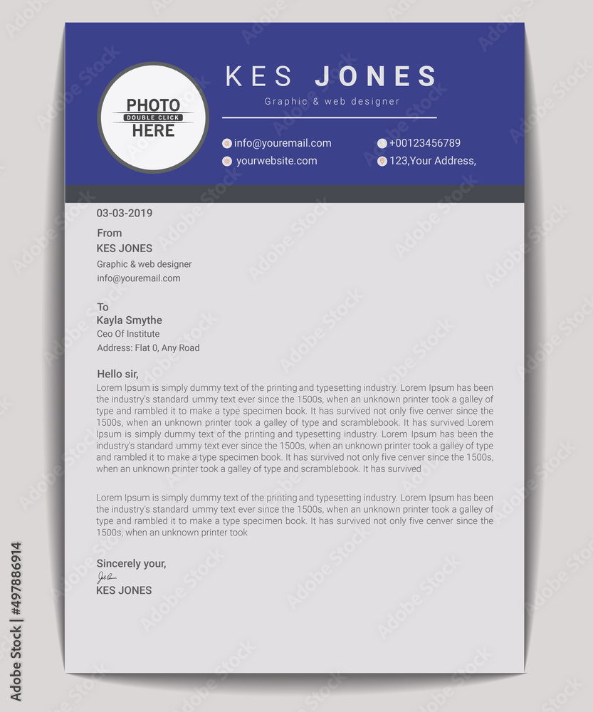 Cover Letter Layout Vector Template for Business Job Applications ...
