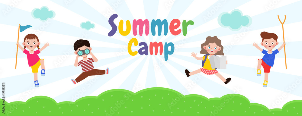 kids summer camp banner template background education for advertising ...