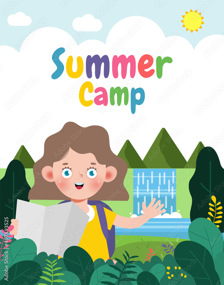 kids summer camp banner template background education for advertising ...