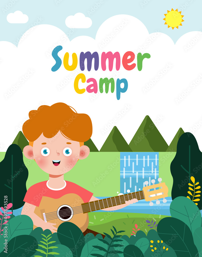 kids summer camp banner template background education for advertising ...