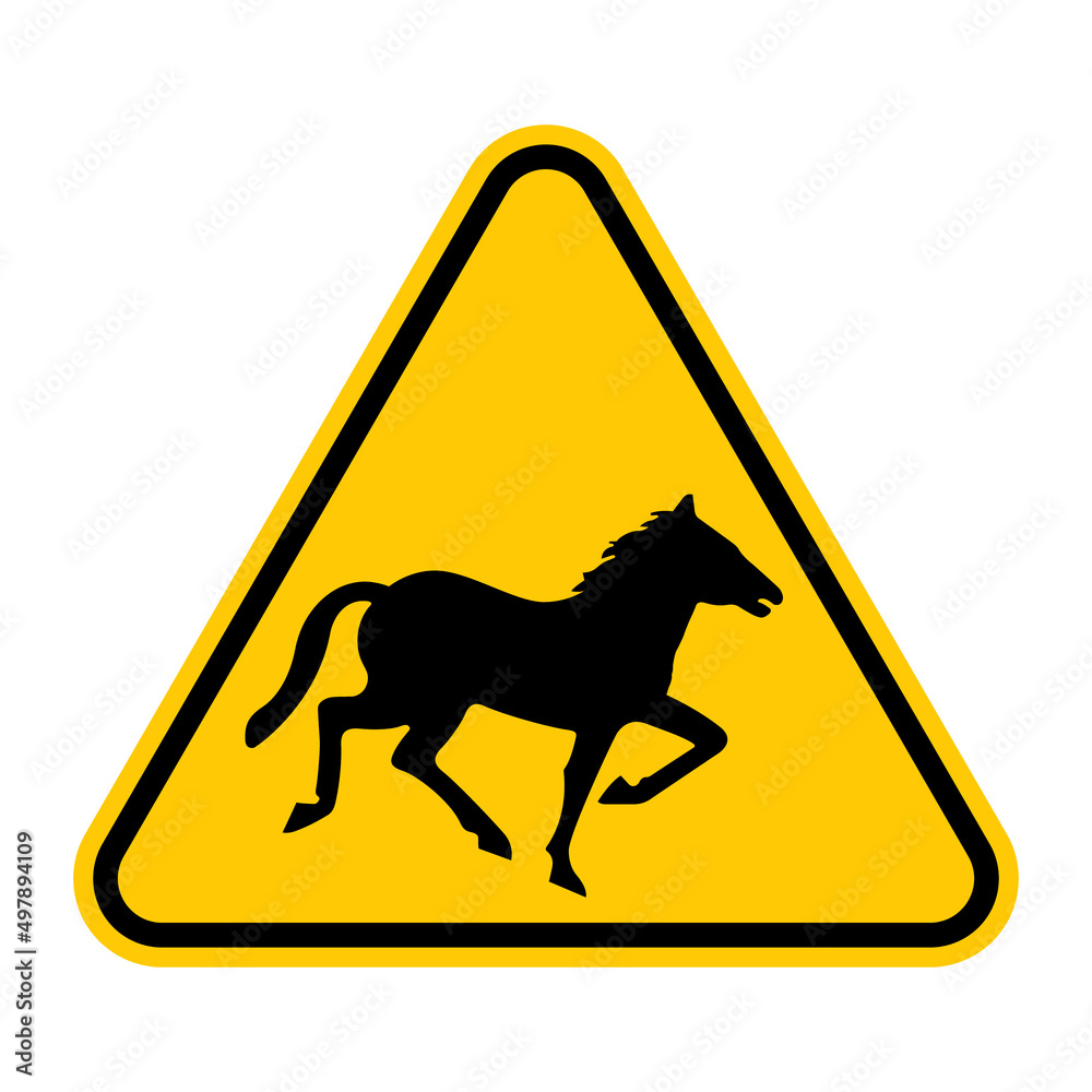Poster Horse warning road sign – Wall Art | UkPosters