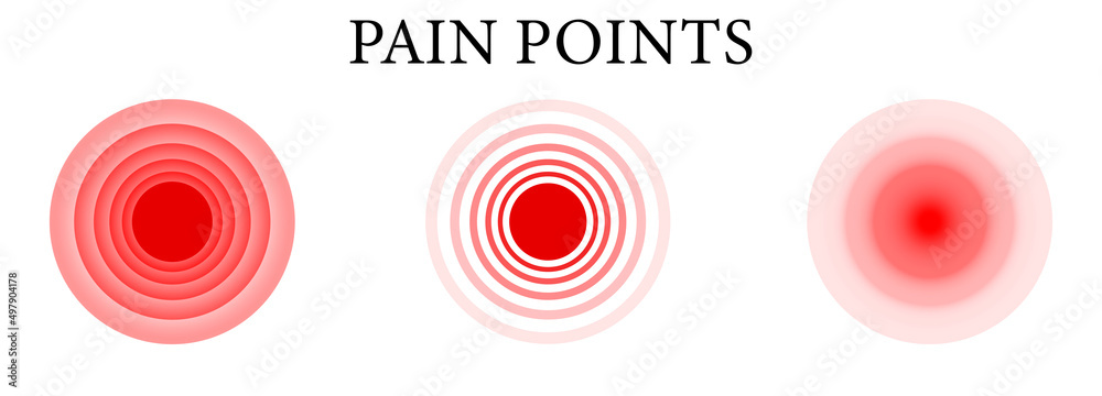 Red rings of pain. Design for analgesic medicines. Vector illustration ...