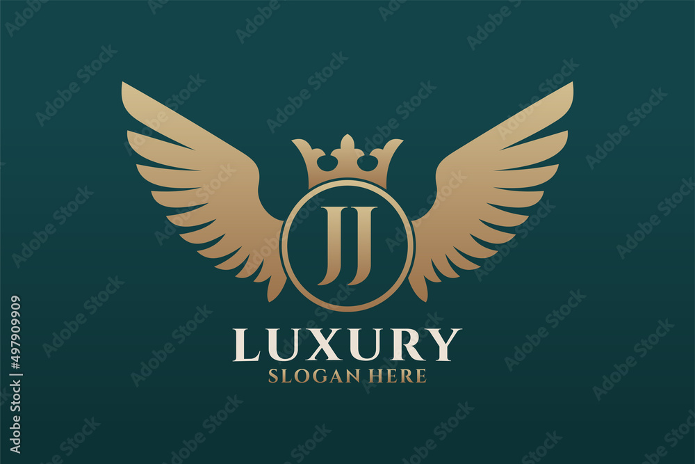 Luxury royal wing Letter JJ crest Gold color Logo vector, Victory logo ...
