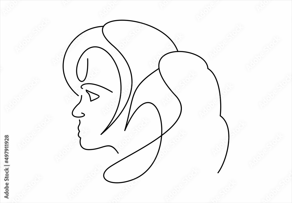line drawing of Portrait of a Beautiful Woman's face. Stock Vector ...