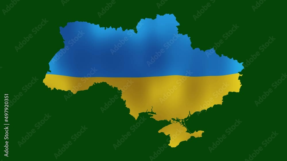 flag of Ukraine develops in the wind in the maps of Ukraine. Ukrainian ...