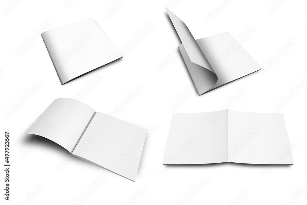Blank empty Brochure or magazine mockup template isolated on white ...