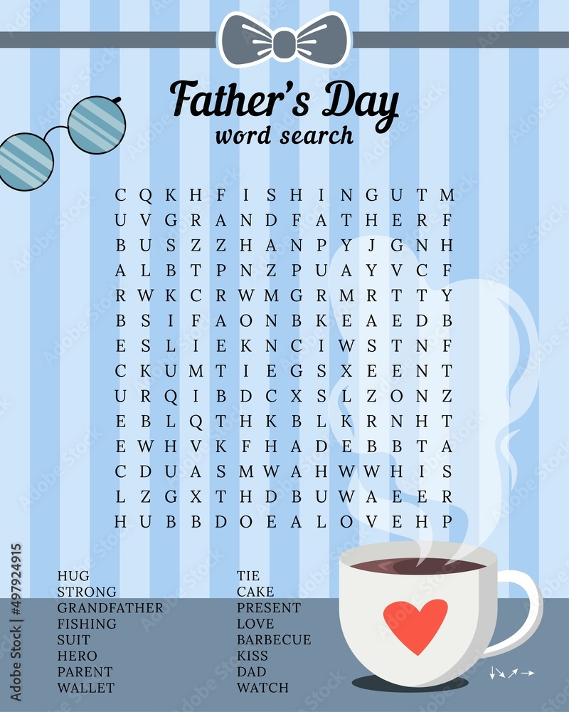 Father's Day word search puzzle. Holiday crossword suitable for social ...