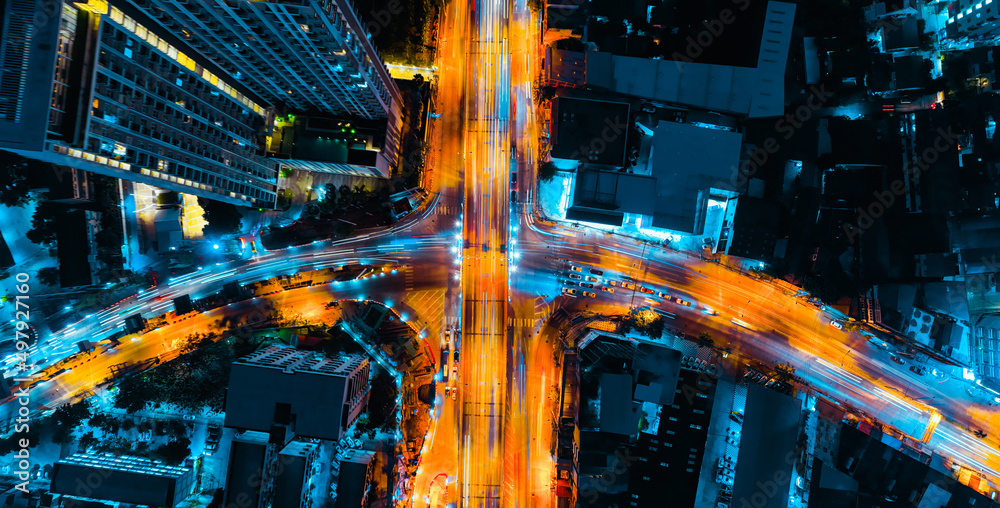 Streets and buildings top view, Road traffic an important ...