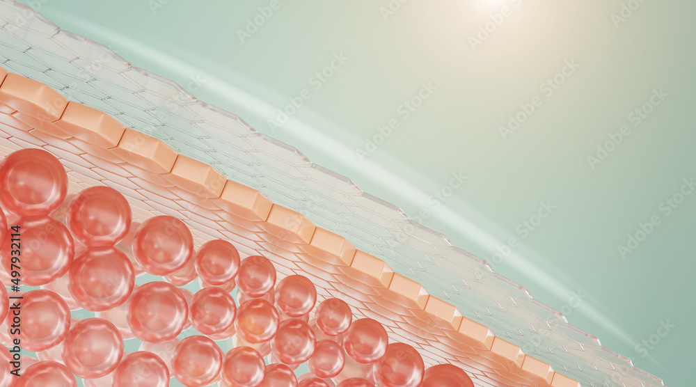 3D Collagen Skin Serum and Vitamin illustration isolated on soft color ...