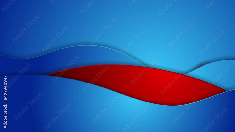 Blue and red abstract elegant waves corporate motion background ...
