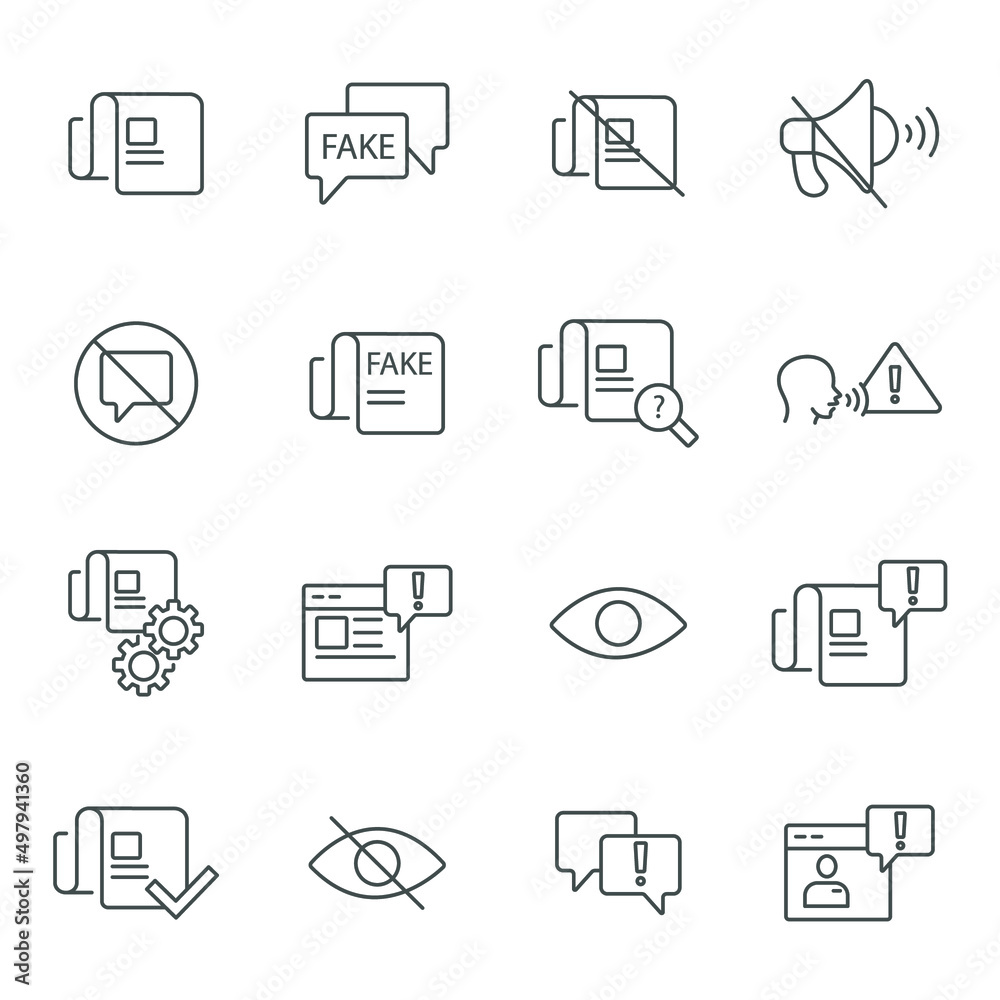Fake News icons set . Fake News symbol vector elements for infographic web Stock Vector | Adobe ...