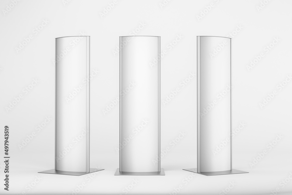 Mockup of a curved Totem display. Advertising display panel isolated on ...
