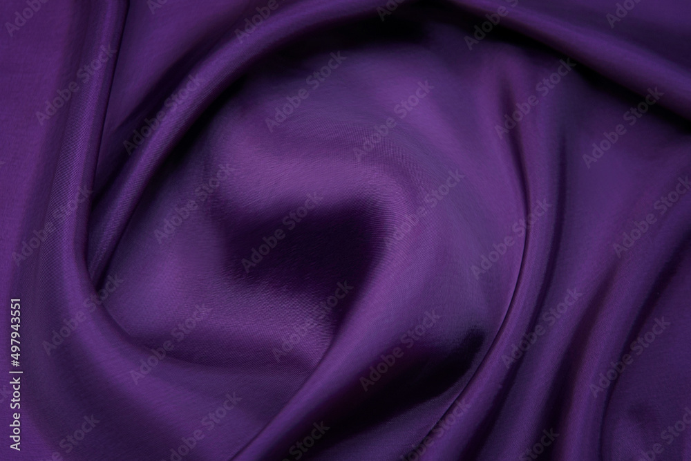 Beautiful elegant wavy violet purple satin silk luxury cloth fabric ...