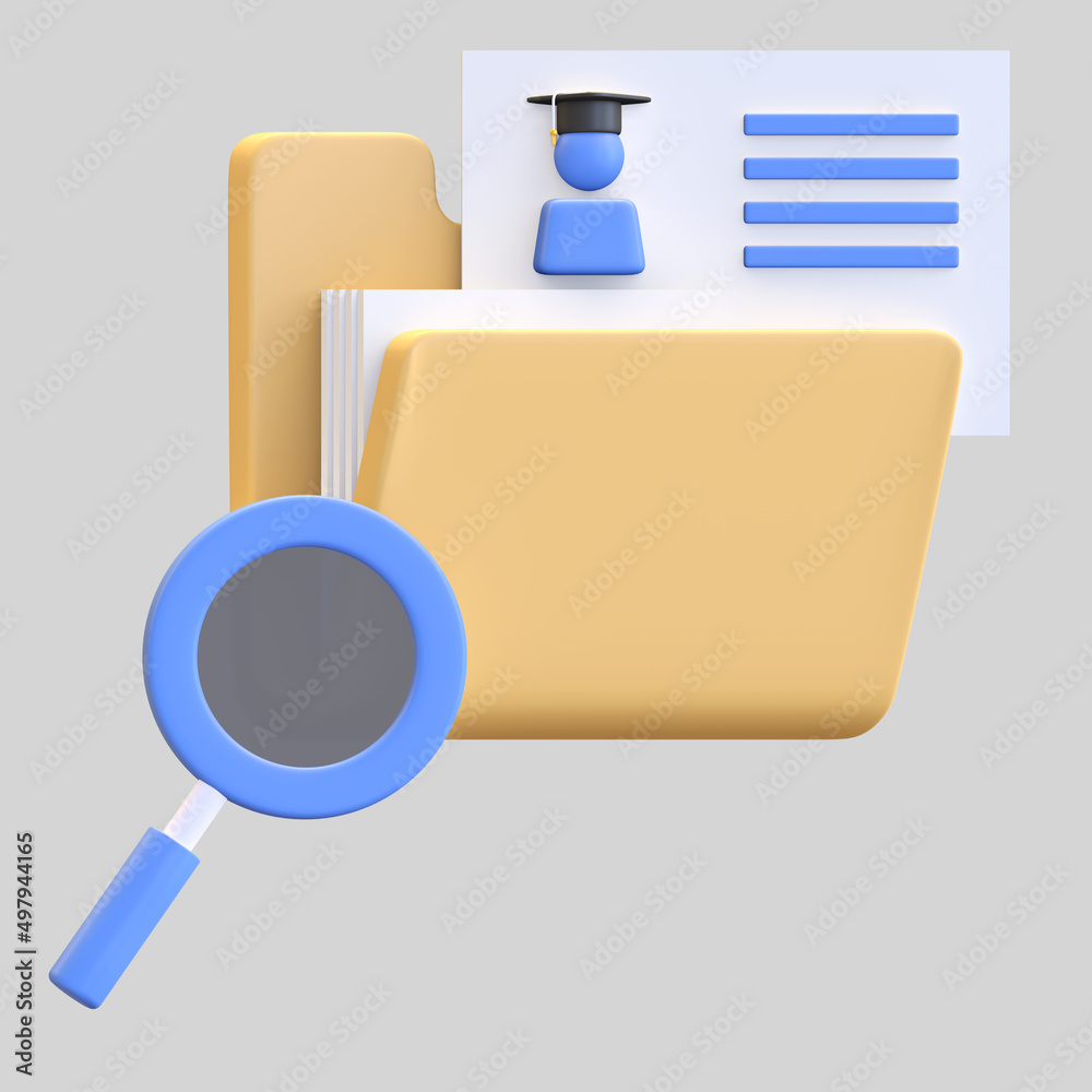 student data document folder icon 3d illustration render Stock ...