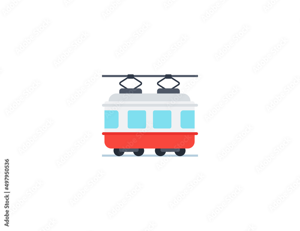 Tram Car vector flat emoticon. Isolated Tram Car illustration. Tram Car ...