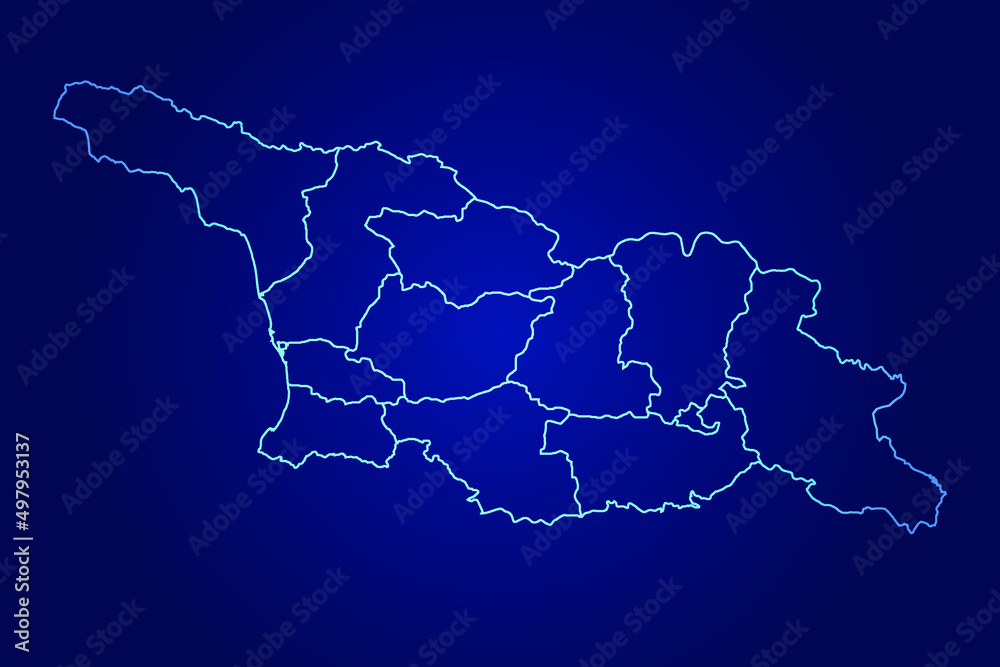 Georgia Map of Abstract High Detailed Glow Blue Map on Dark Background ...