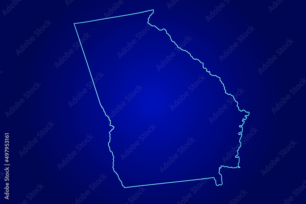 GEORGIA Map of Abstract High Detailed Glow Blue Map on Dark Background ...