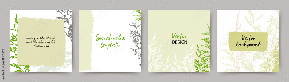 Abstract spring summer green background. Social media post template ...