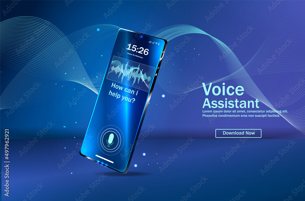 Voice assistant of the modern concept. Sound waves equalizer on your ...
