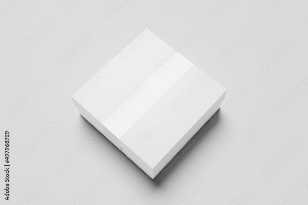 blank white square box mockup complete with label and paper wrap Stock ...