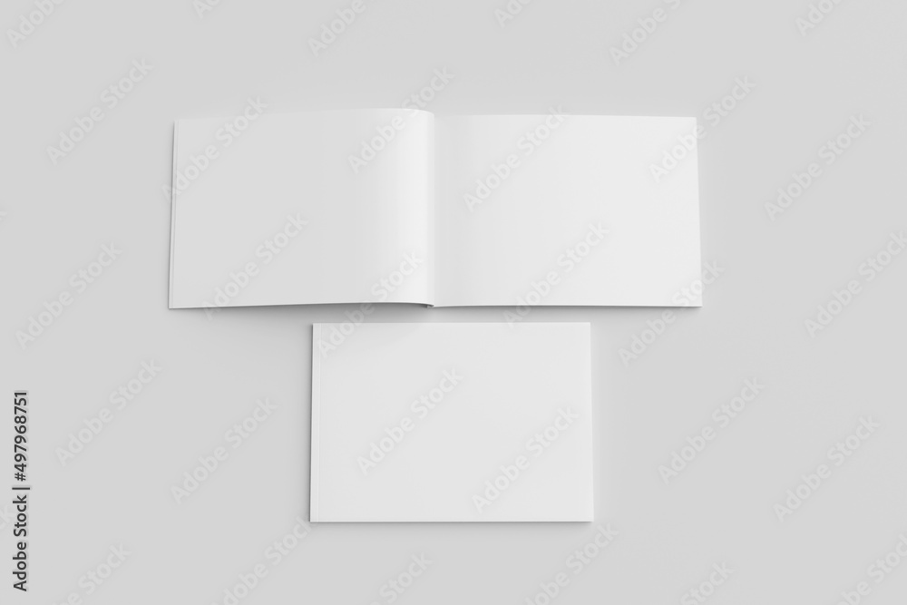 Blank white paper landscape magazine mockup, A4 . size Stock Photo ...