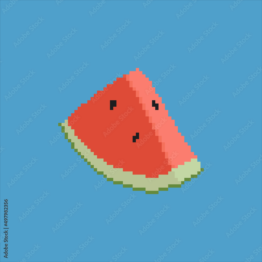 Pixel art with watermelon. Vector illustration. Stock Vector | Adobe Stock