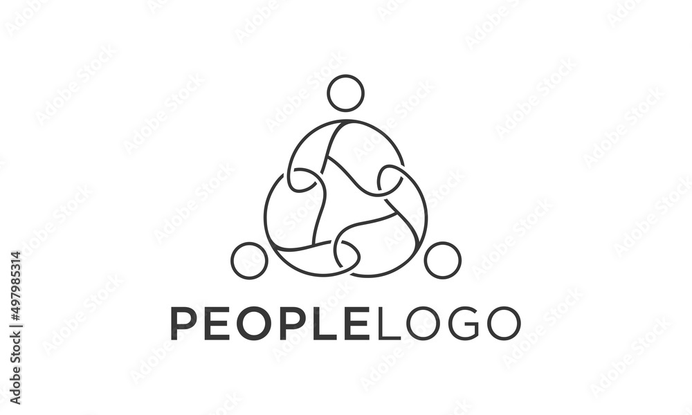 three people logos. Collaborative concept of meeting, group, team, work ...