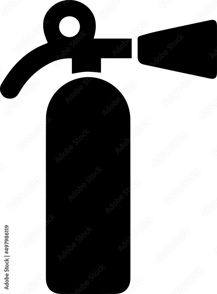 Black Fire extinguisher. Firefighters tools for flame fighting. fire ...