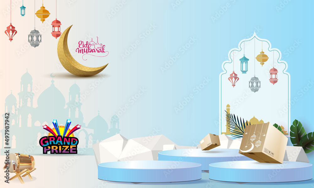 eil al adha poster 3d stage background,hajj mabrour banner illustration ...