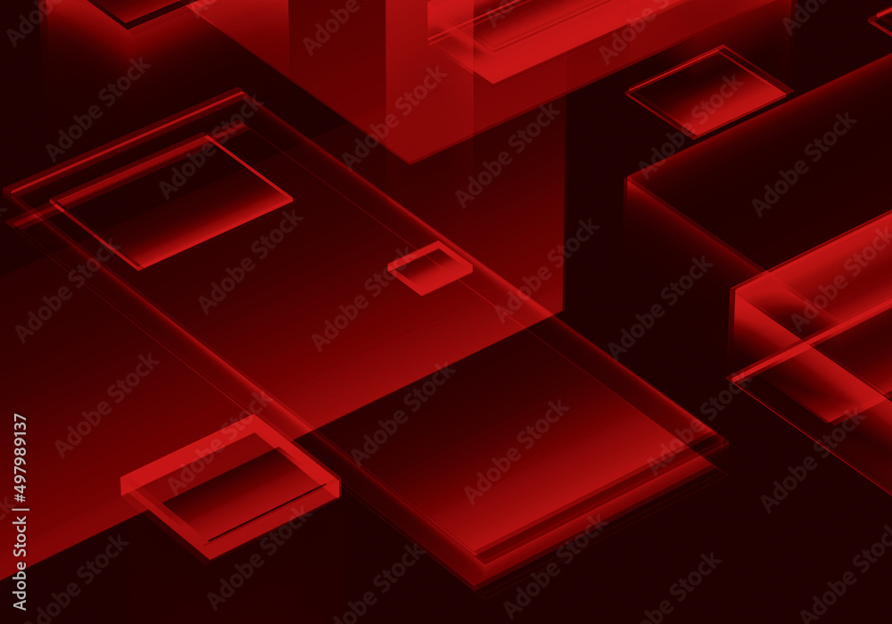 Abstract 3d red orange color blockchain isometric digital technology ...