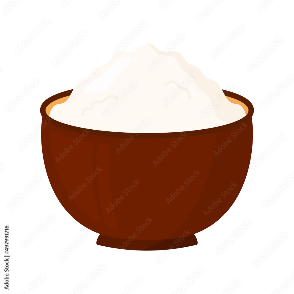 Rice in a bowl food icon clipart on a white background animated cartoon ...