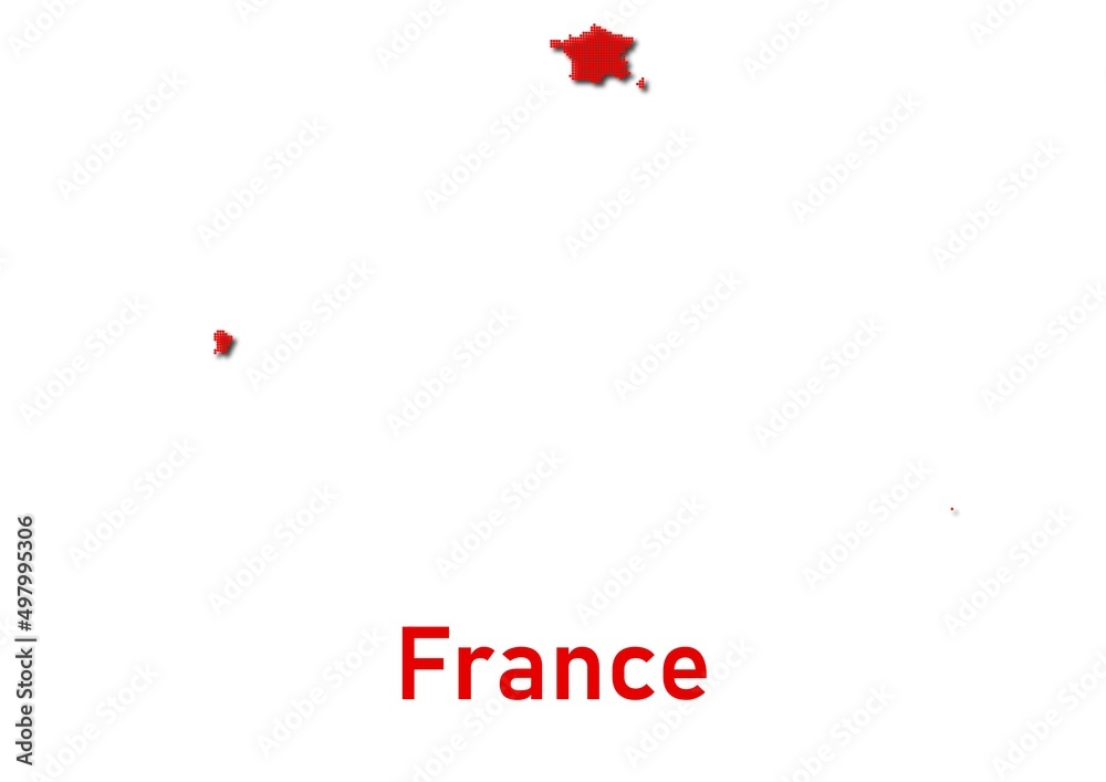 France map, map of France made of red dot pattern and name. Stock ...