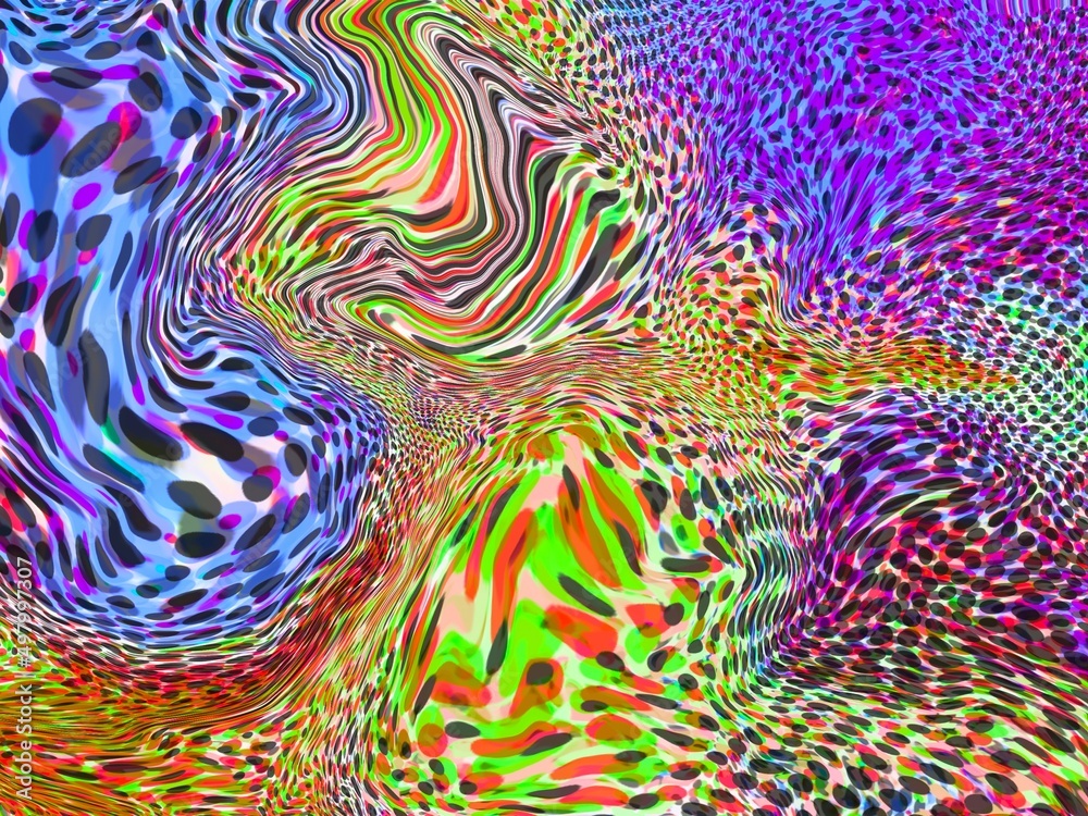 Abstract psychedelic painting background with grain design splashy ...