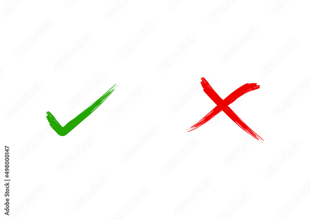 Check mark icons for web. Checkmark X symbols on white isolated ...