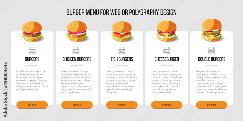Burger menu section with cute illustration minimal interface and icons ...