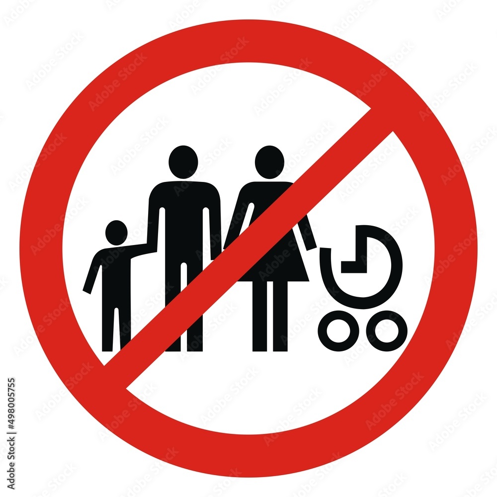 No entry, family, vector information sign, red circle frame Stock ...