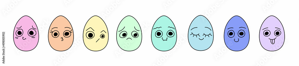 Easter egg character emoji set. Funny cartoon emoticons. Funny eggs ...