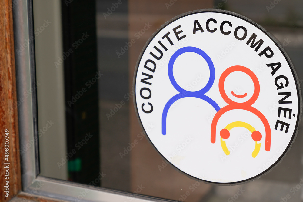 conduite accompagnee brand logo and text sign french of student driver ...