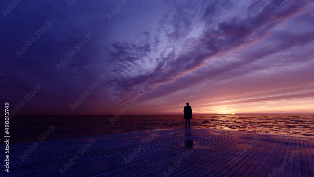 liminal space landscape night and afternoon Stock Photo | Adobe Stock