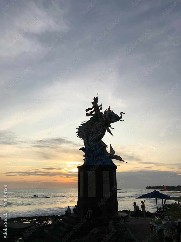 A God of hindu Baruna riding a fish with elephant head called Gajah ...