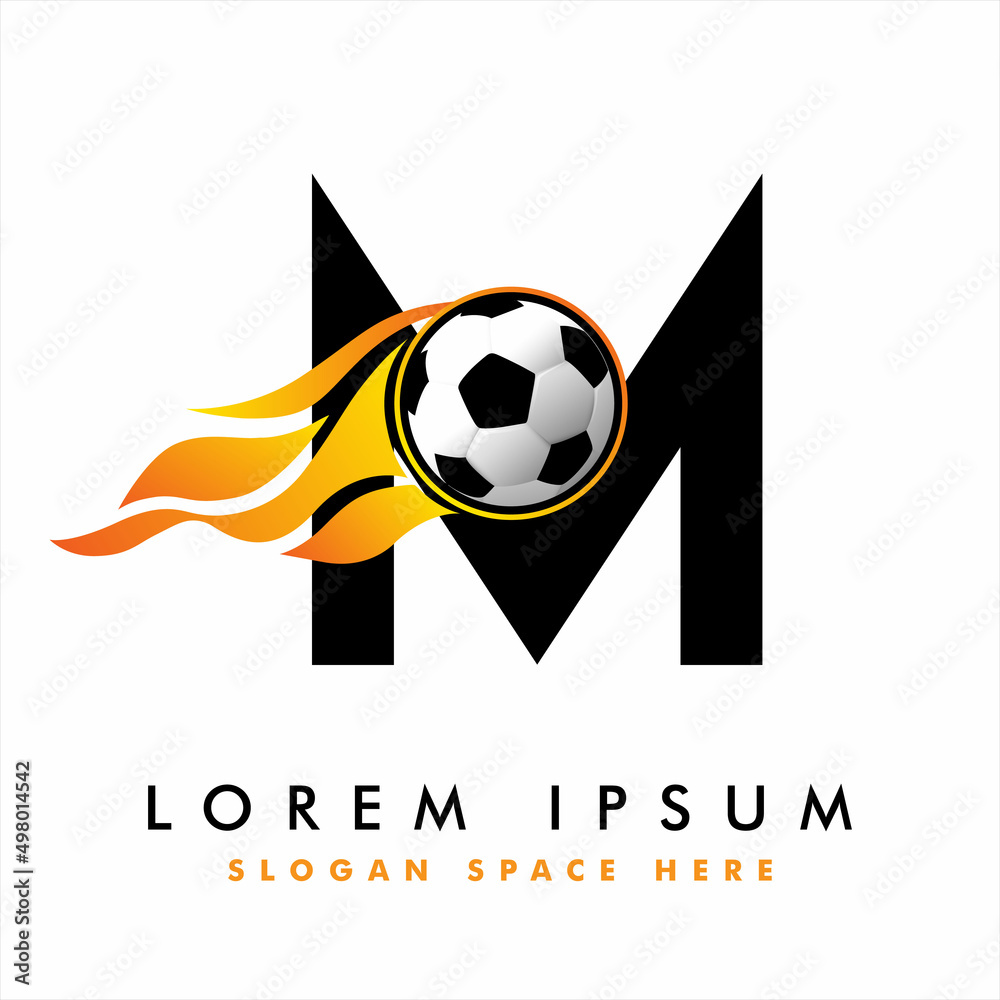 Soccer Football Logo On Letter M Sign. English Alphabet set with ...