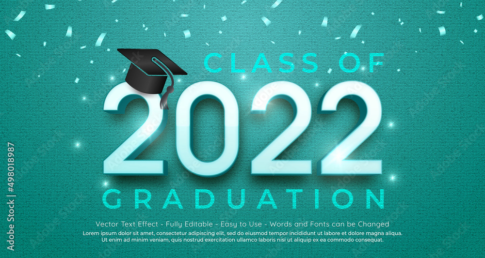 Realistic banner class of 2022 graduation background with 3d style ...