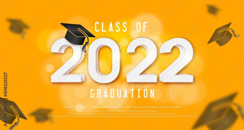 Realistic banner class of 2022 graduation background with 3d white ...