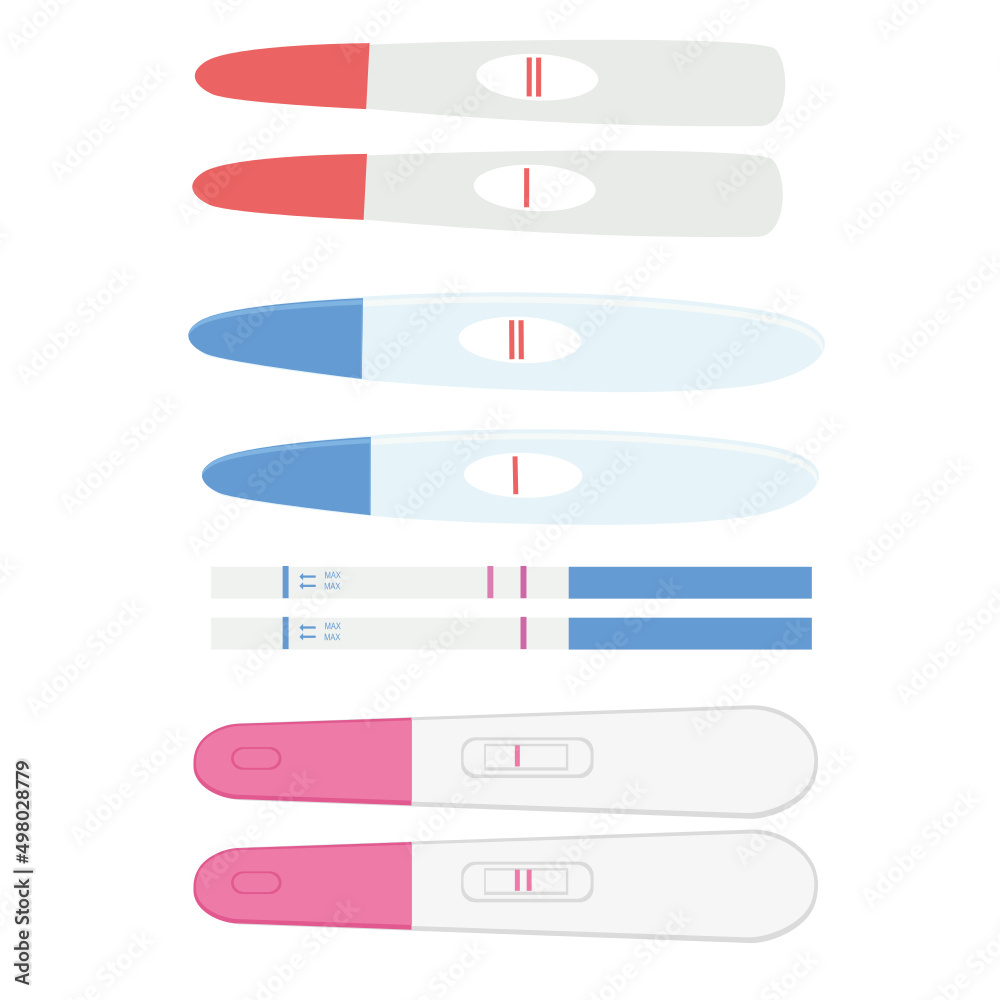 Pregnancy or ovulation test set top view on white background. Female ...