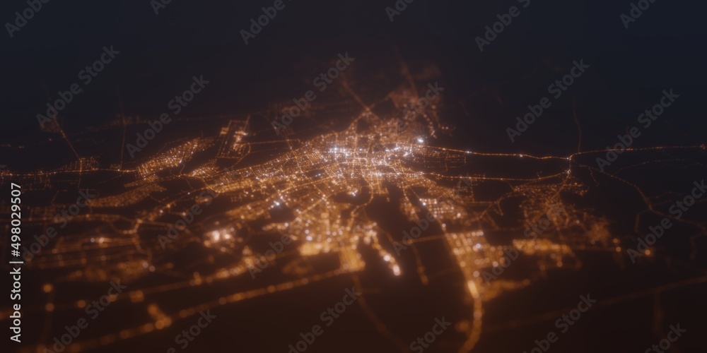 Street lights map of Al Ain (UAE) with tilt-shift effect, view from ...
