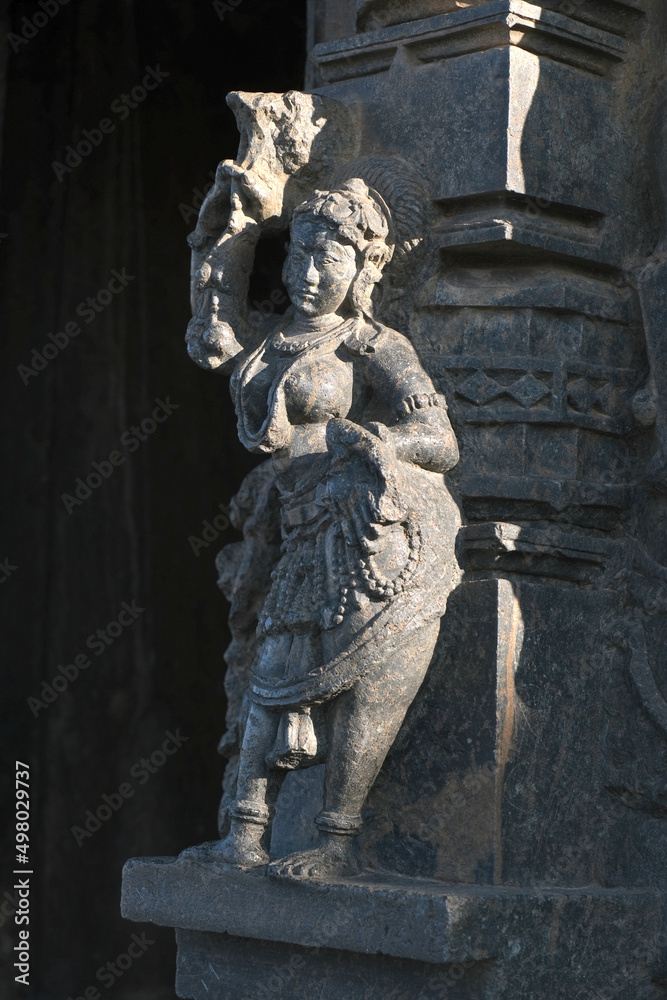 Stone Sculpture of Beautiful Female (Madanikas) with selective focus ...