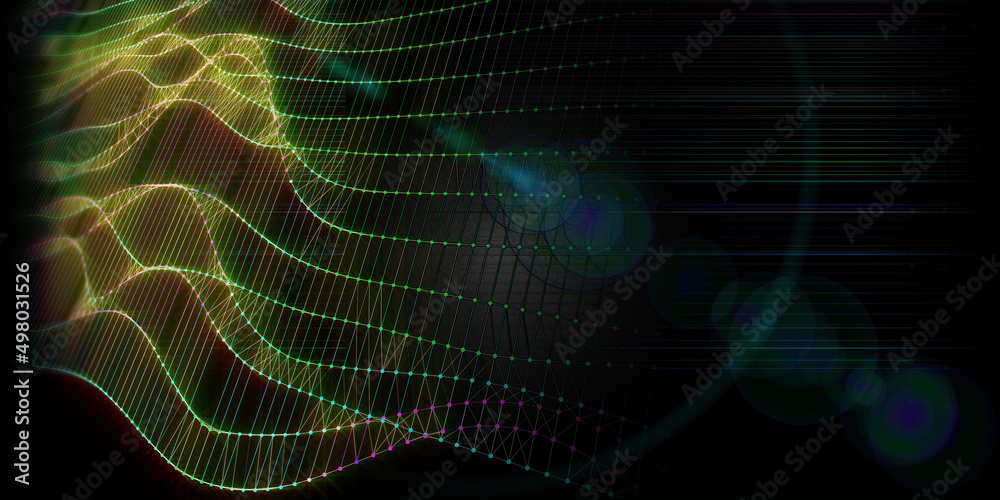 Abstract technology background with wireframe graph from dotted and spot. Visual presentation of ...